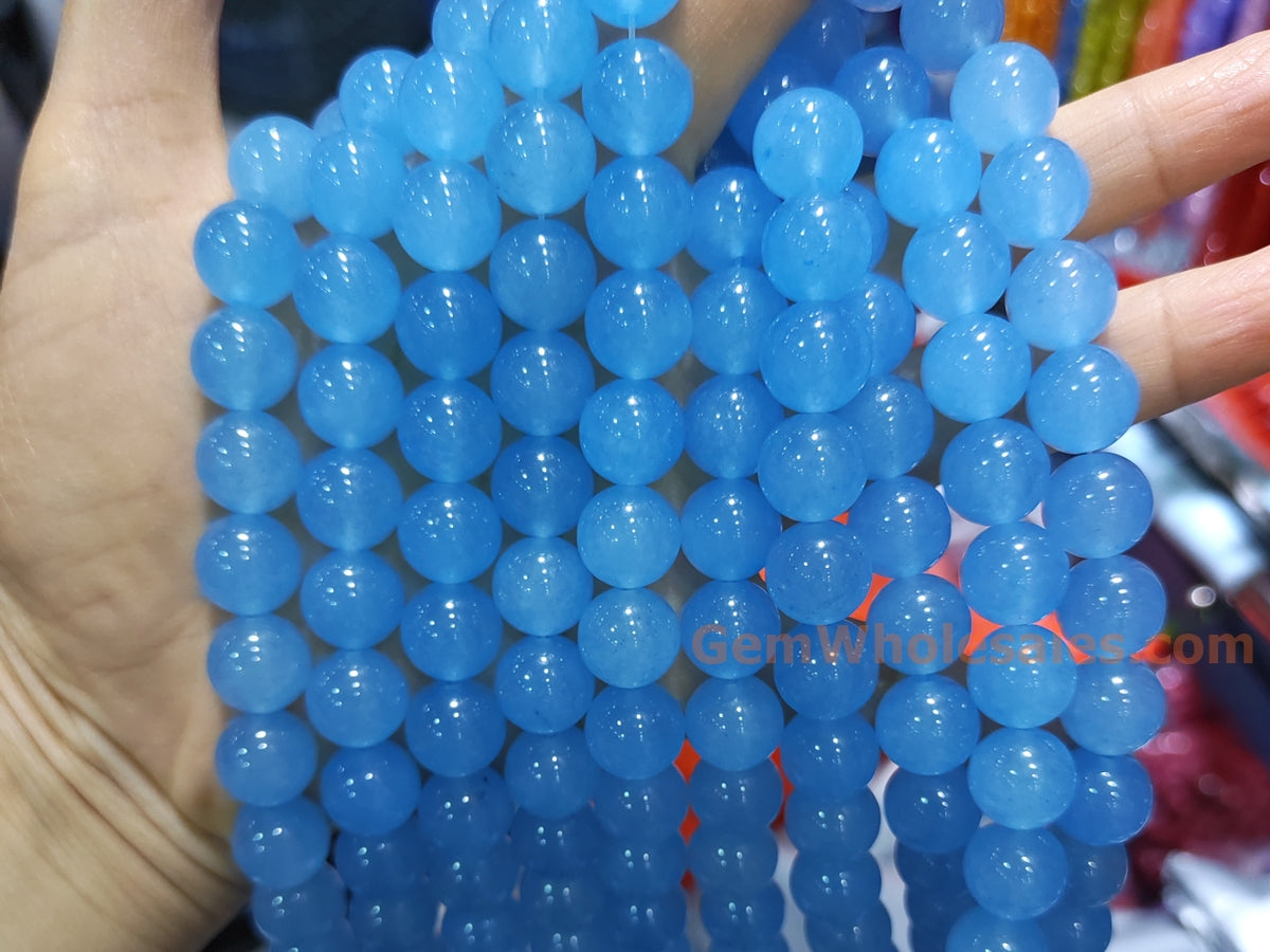 Wholesale 12mm Light blue Malaysian jade round beads – GemWholesales